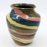 Unique Ceramic Flower Vase, Dark Green Glaze, Neo Ancient, Pottery ...
