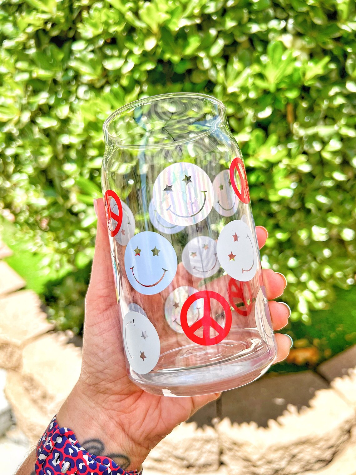 American Smiley. Peace Sign. Beer Can Glass. Gift. - Etsy