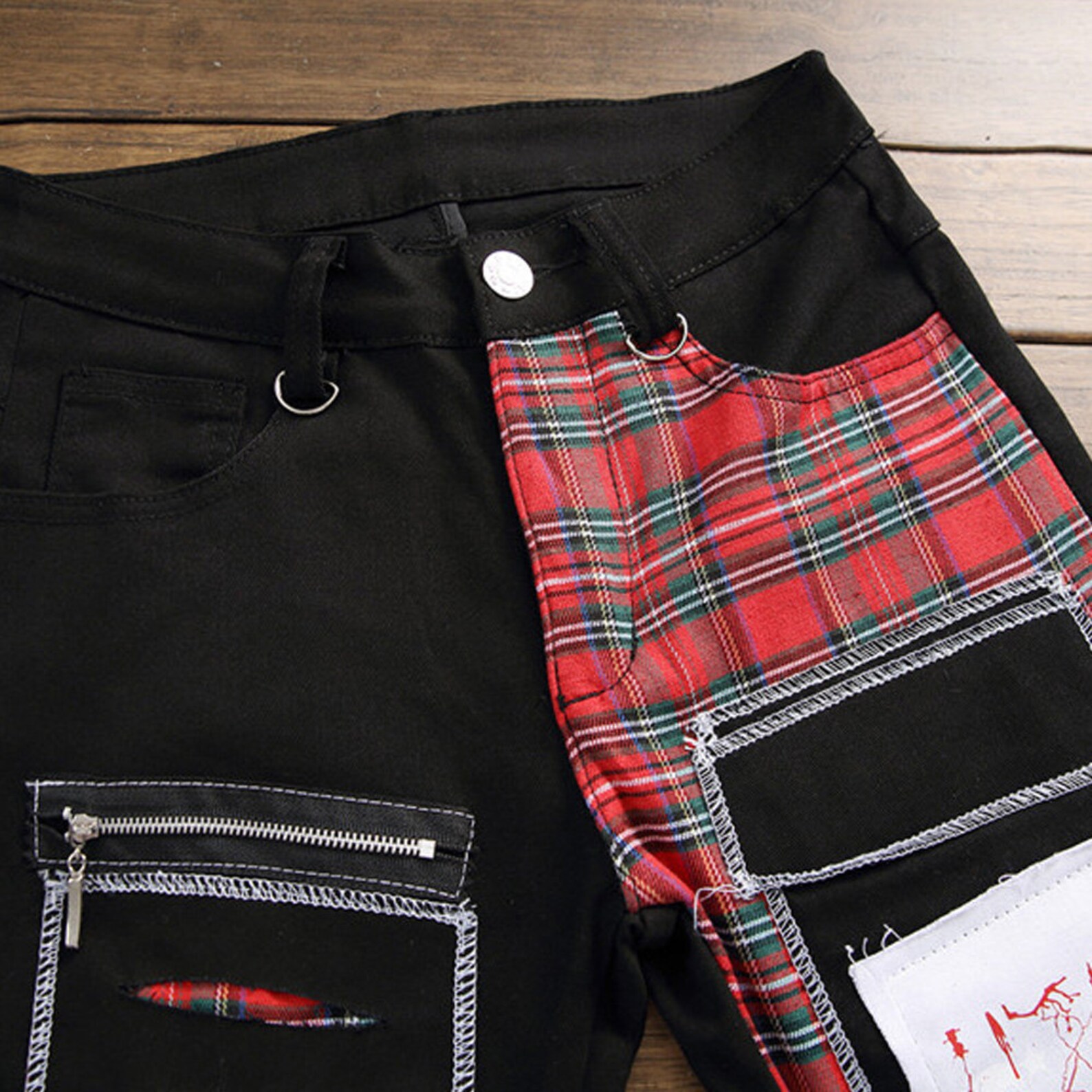 Outcast Rebellion Branded Men's Punk Patchwork Jeans With - Etsy