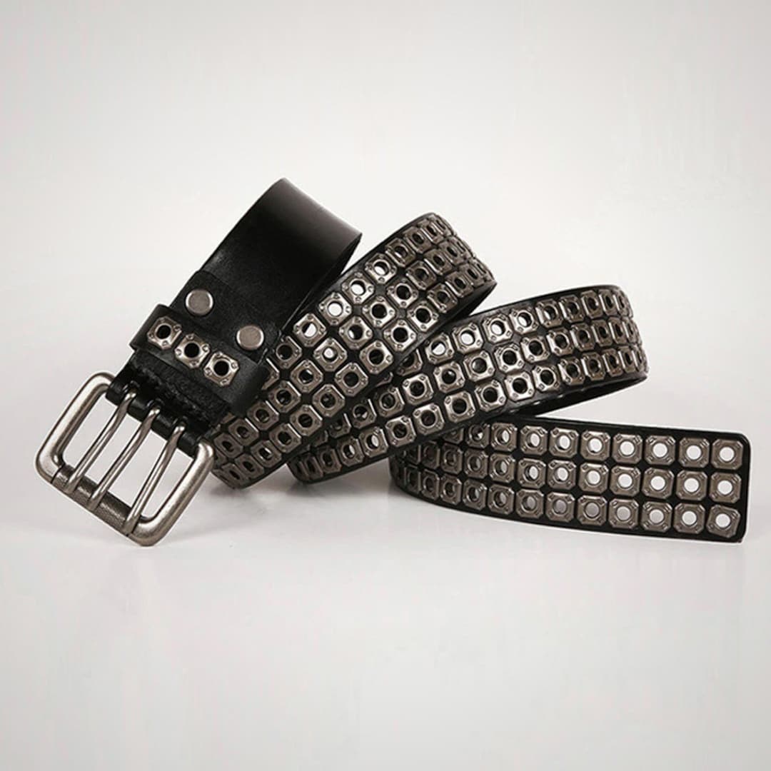 Genuine Leather Heavy Metal Cross Rivet Belt. Available in Three ...