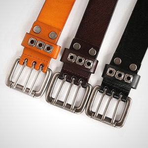 Genuine Leather Heavy Metal Cross Rivet Belt. Available in Three ...
