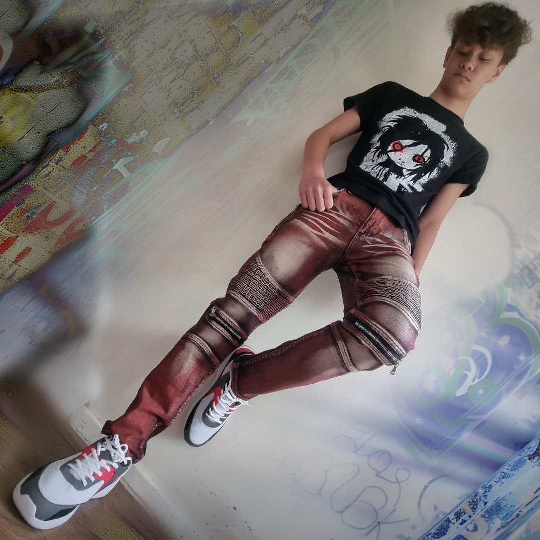 Men's Blood Apocalypse Stretch Denim Biker Jeans Slim Loose Tapered Fit ...