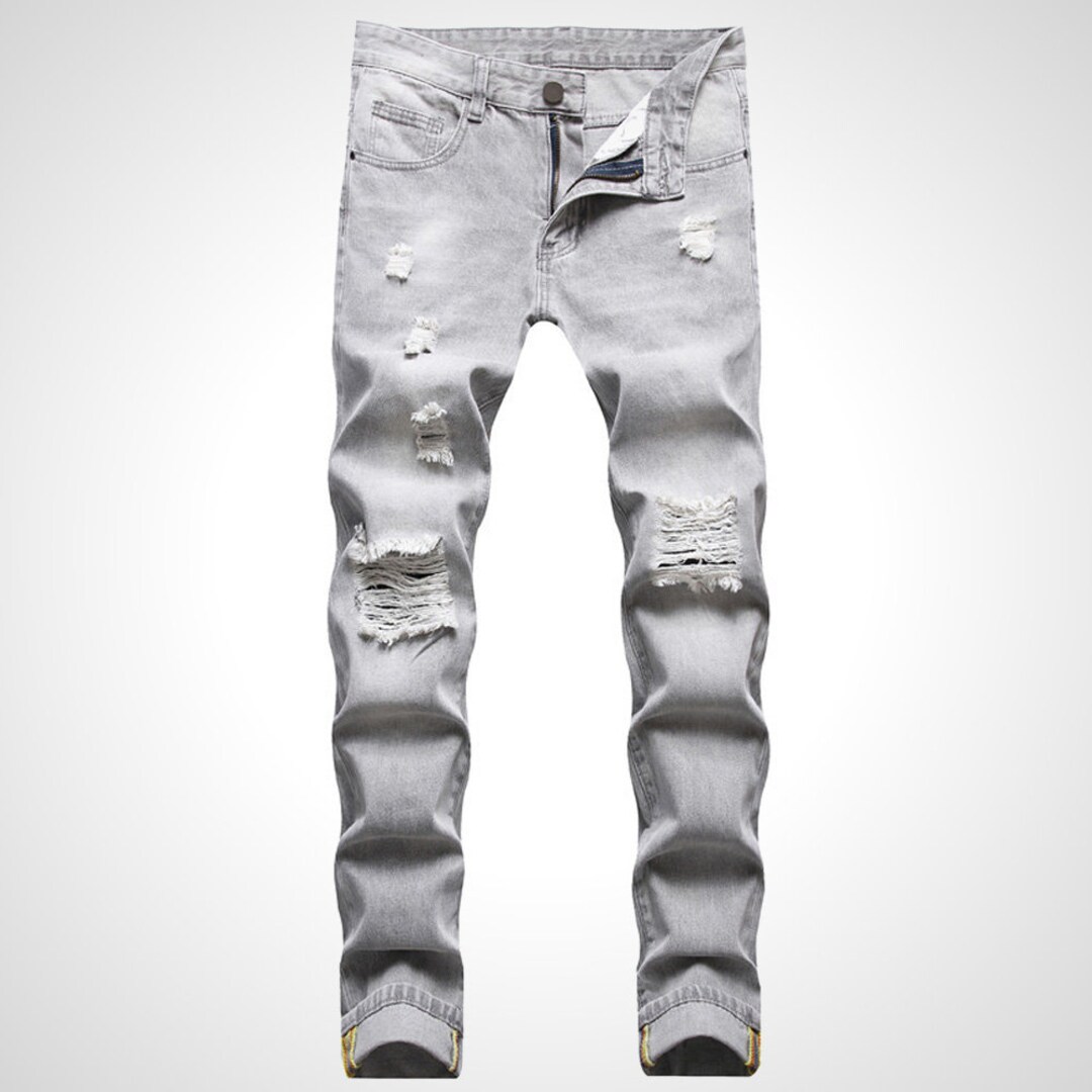 Light Grey Ripped Denim Jeans Pastel Range - Etsy