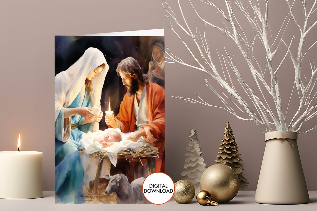 Nativity Baby Jesus Christmas Card With Message- Digital Download ...