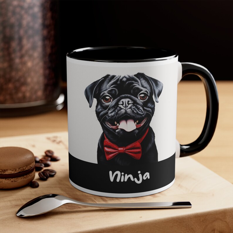 Personalized Cute PUGS Mug Acrylic Art Designs-name Mug for YOU, as a ...