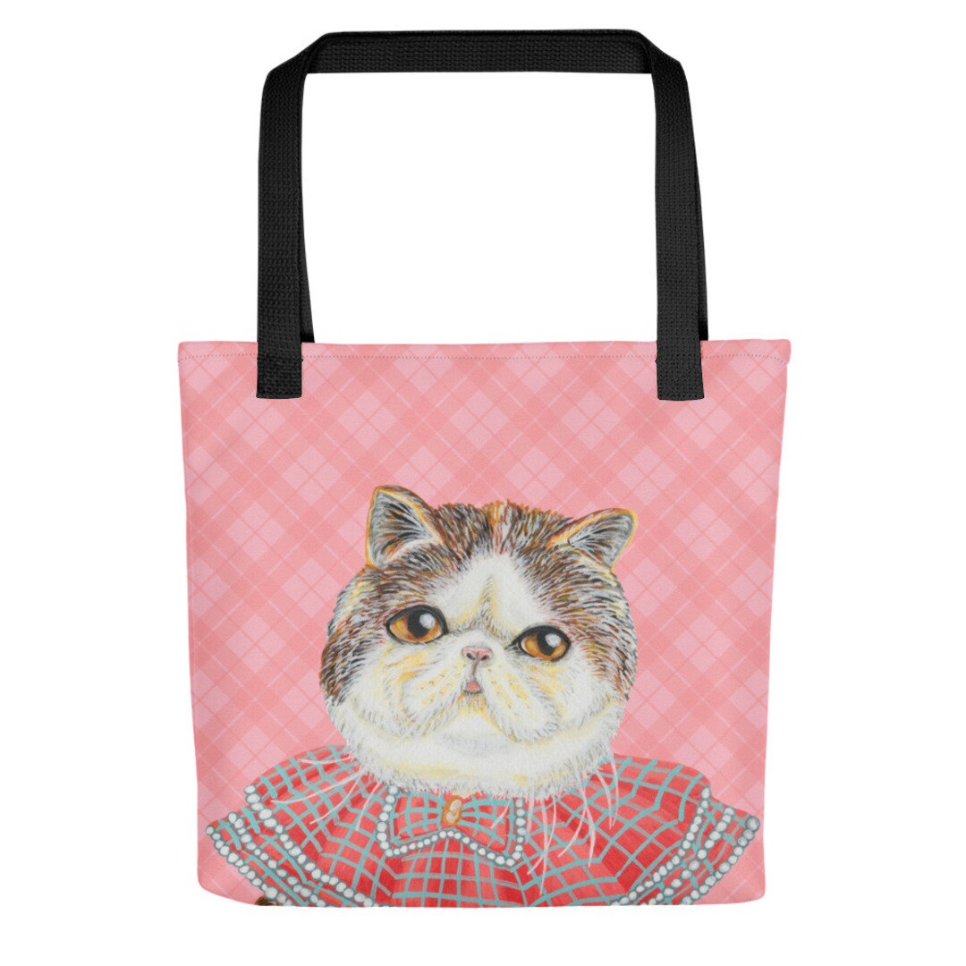 Grumpy Cat Tote Bag- British Exotic Shorthair Feline- Hand-painted Pet ...
