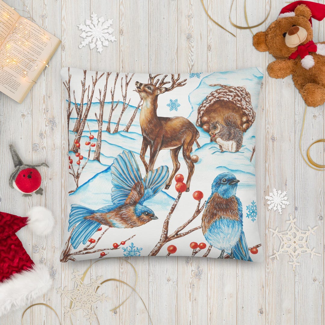 Winter Beauty Hand-painted Design Premium Pillow With Insert- for Home ...