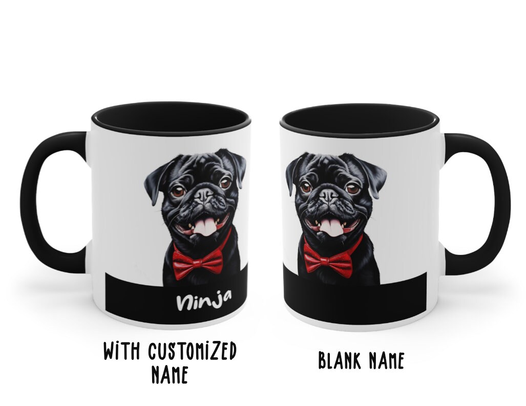 Personalized Cute PUGS Mug Acrylic Art Designs-name Mug for YOU, as a ...