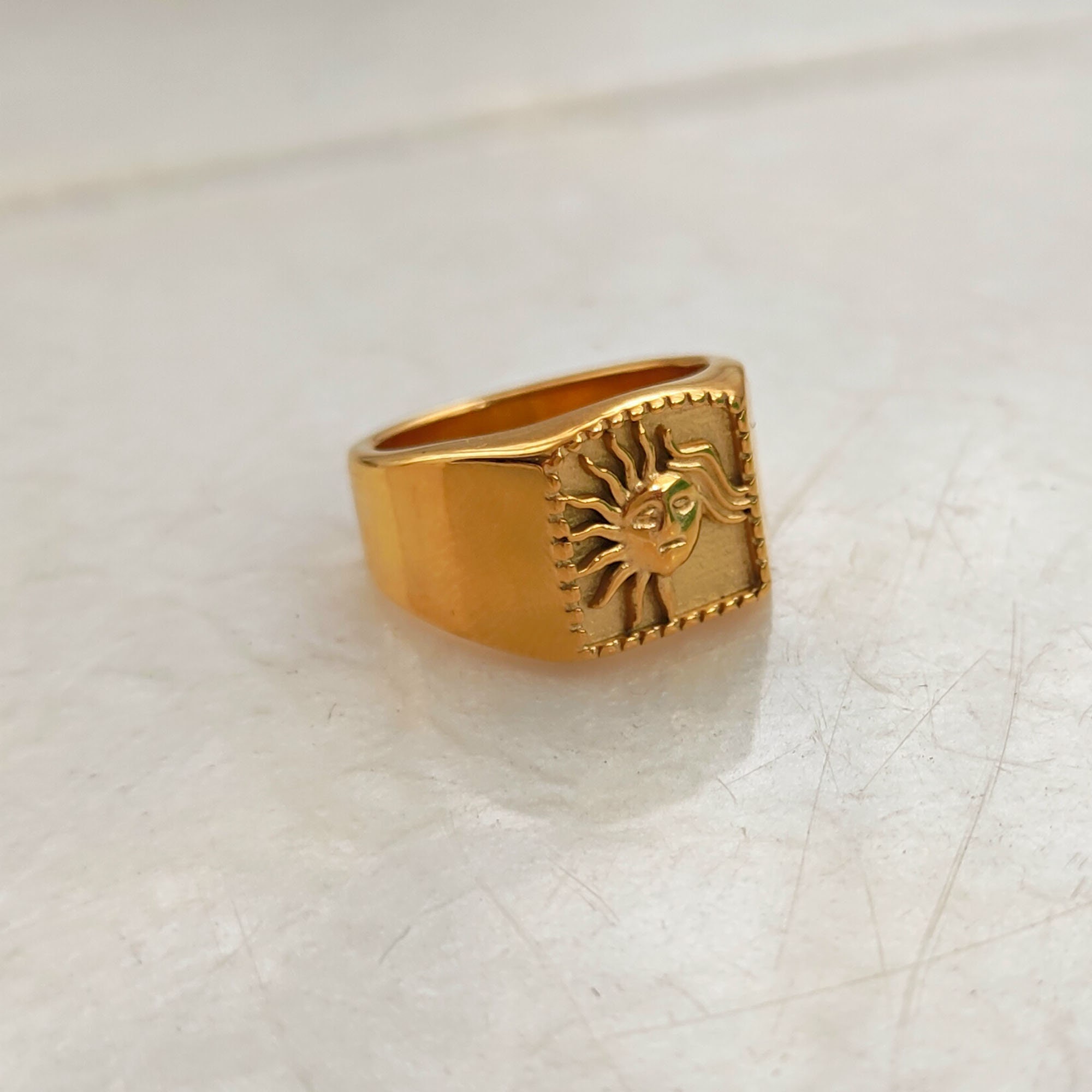 Sun Signet Rings for Women Stainless Steel Rings Sun God Rings - Etsy
