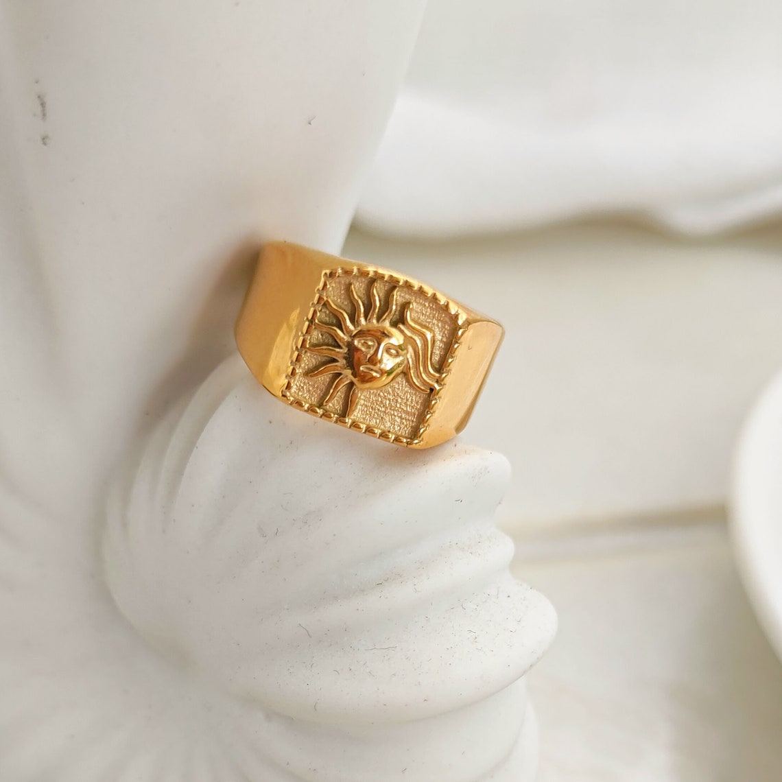 Sun Signet Rings for Women Stainless Steel Rings Sun God Rings - Etsy