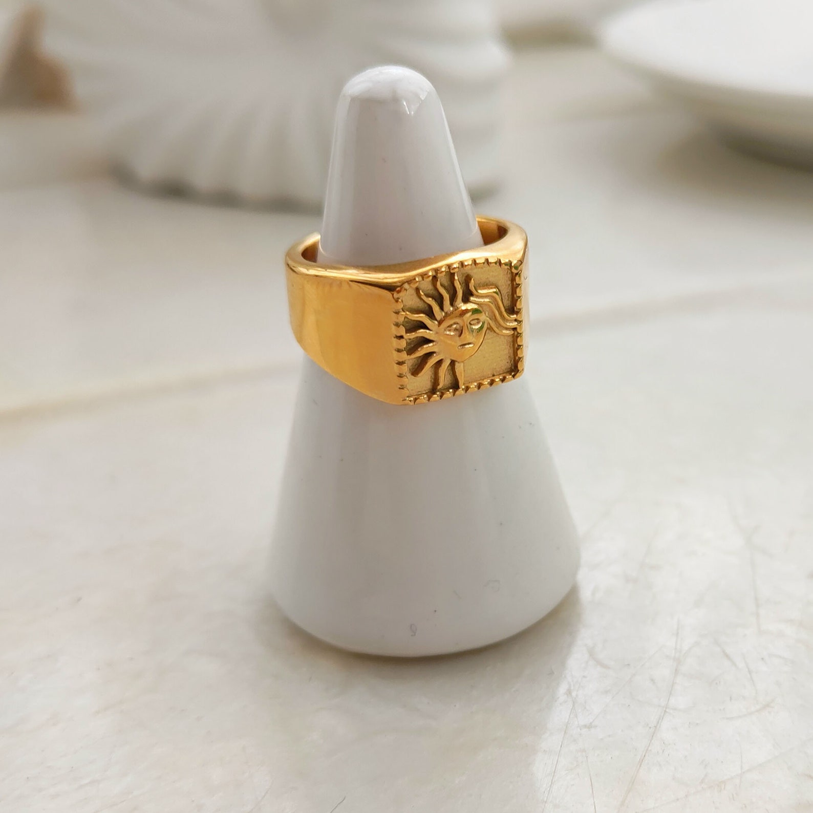 Sun Signet Rings for Women Stainless Steel Rings Sun God Rings - Etsy