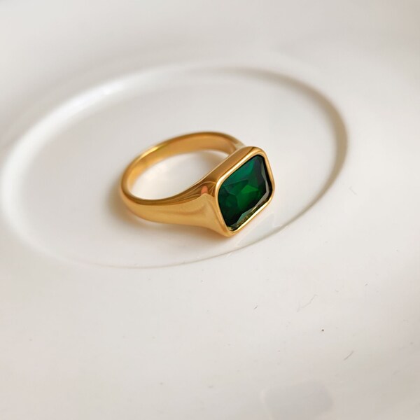 Square Stone Ring - Etsy