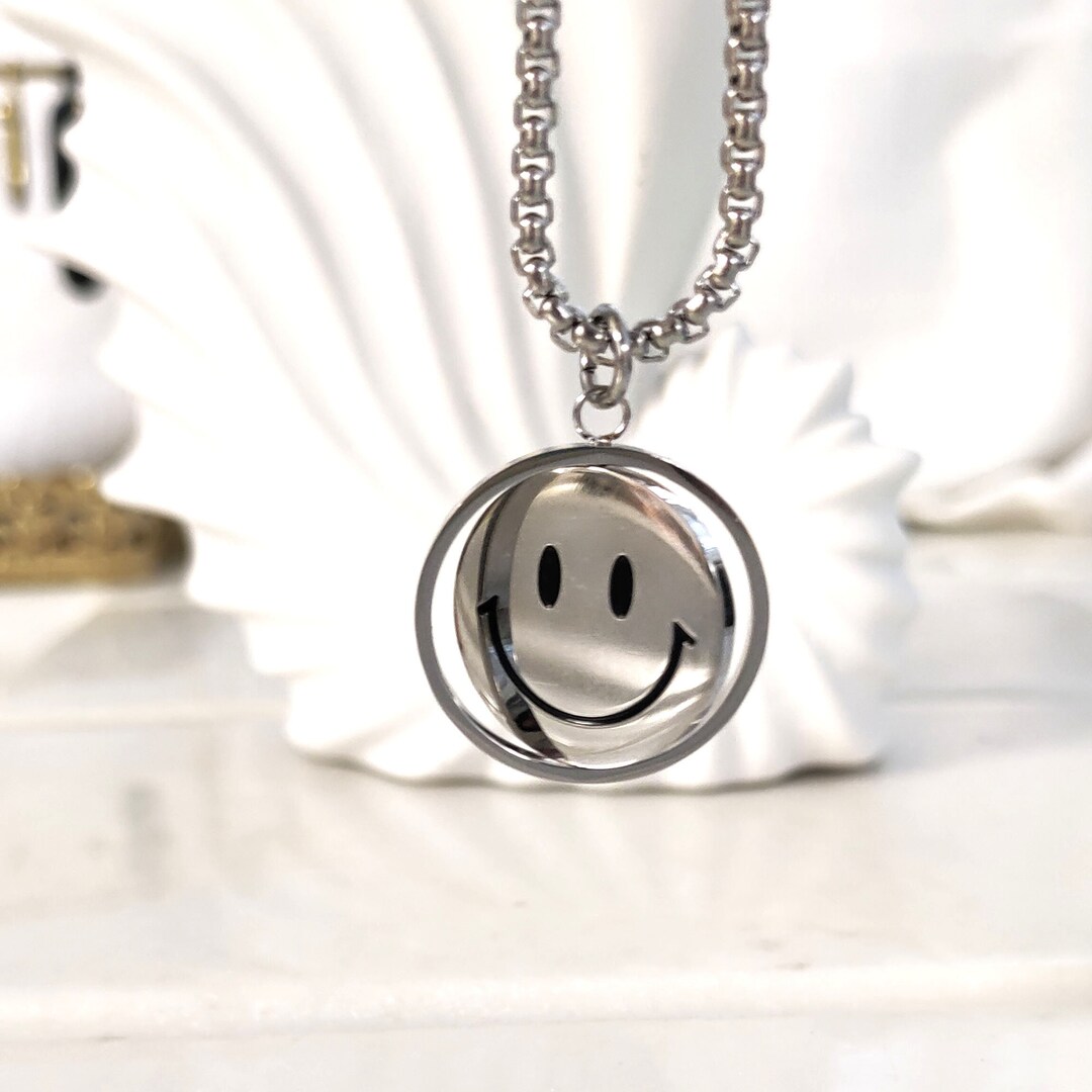 Anxiety Necklace Spinning Necklace Worry Jewelry Happy Smiley - Etsy