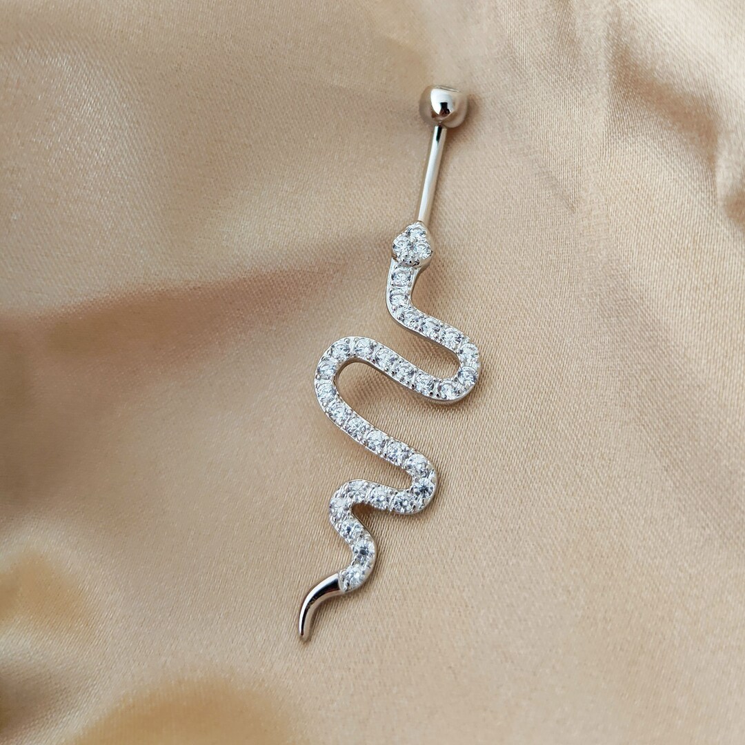Snake Belly Button Ring 925 Sterling Silver Belly Button - Etsy