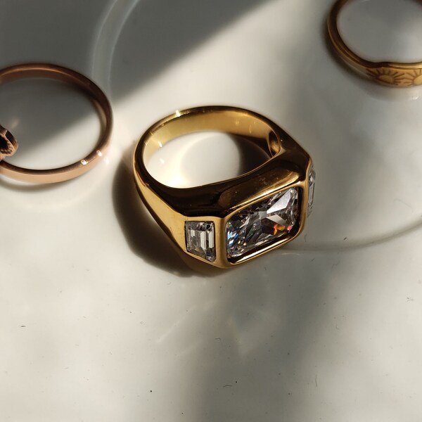 Square Stone Ring - Etsy