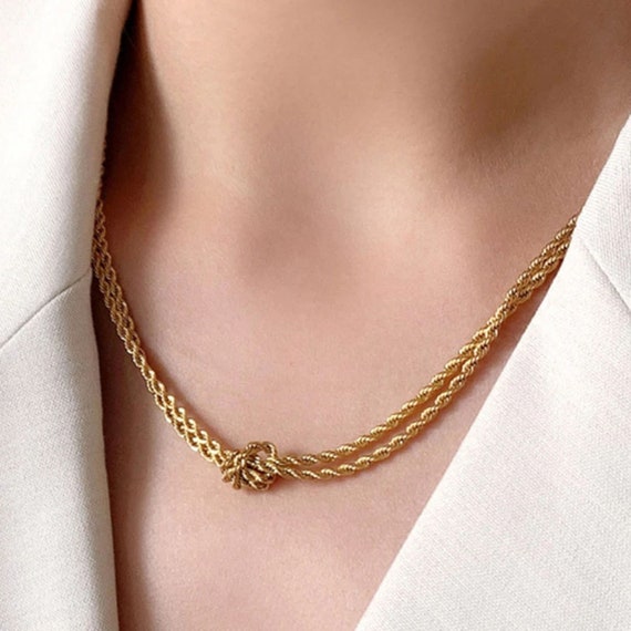 Rope Knot Necklace Twist Chain Necklace Double Rope Chain - Etsy