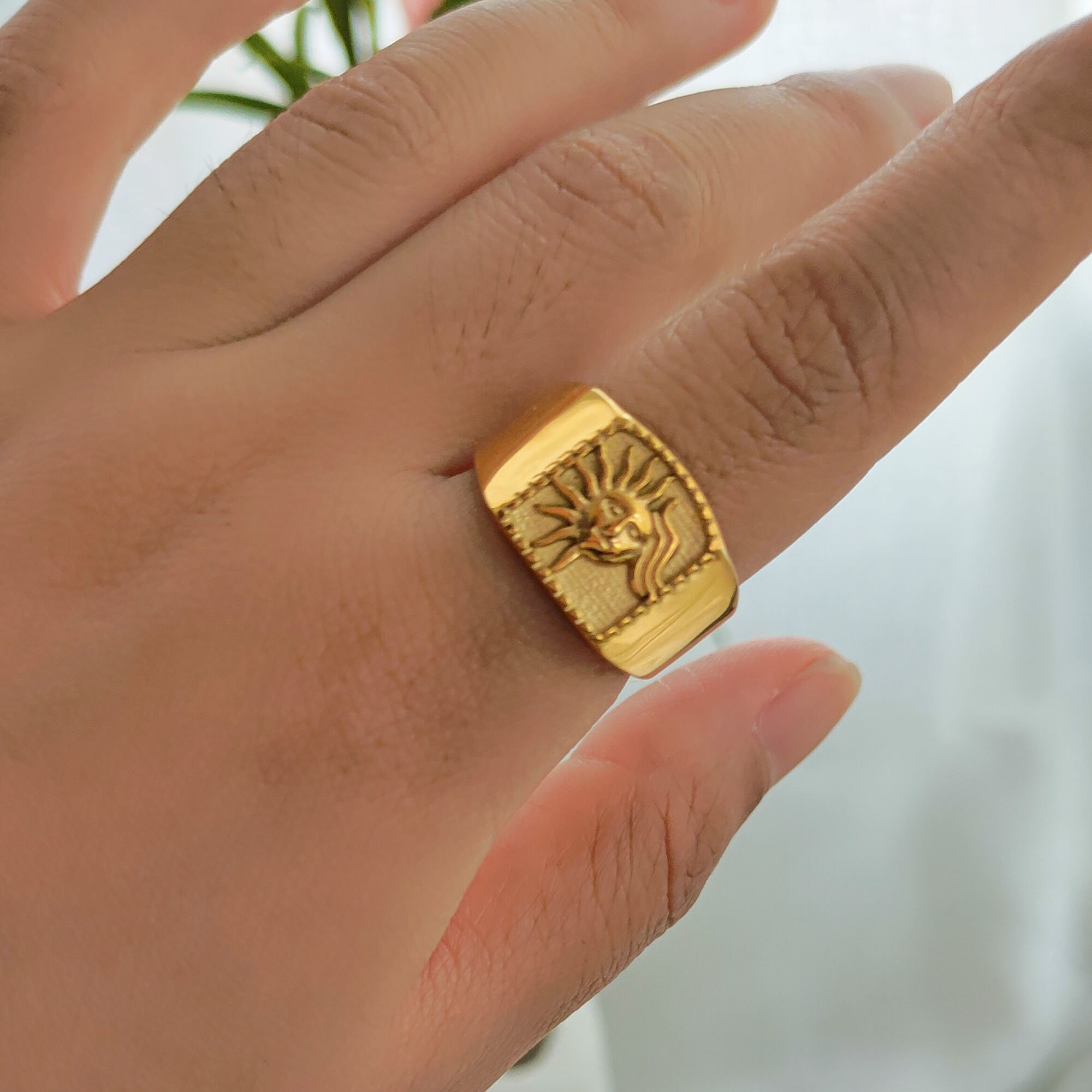 Sun Signet Rings for Women Stainless Steel Rings Sun God Rings - Etsy