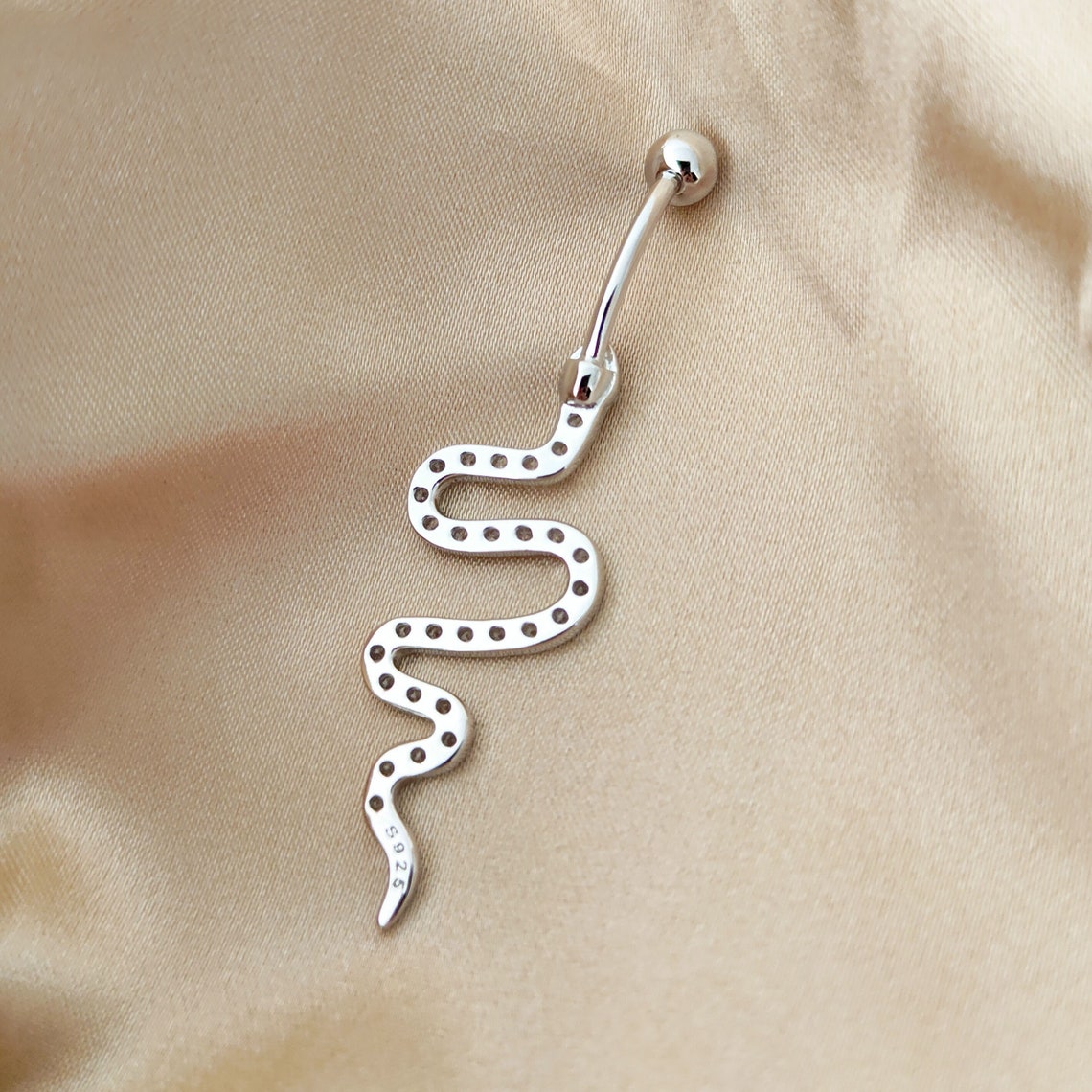 Snake Belly Button Ring 925 Sterling Silver Belly Button | Etsy