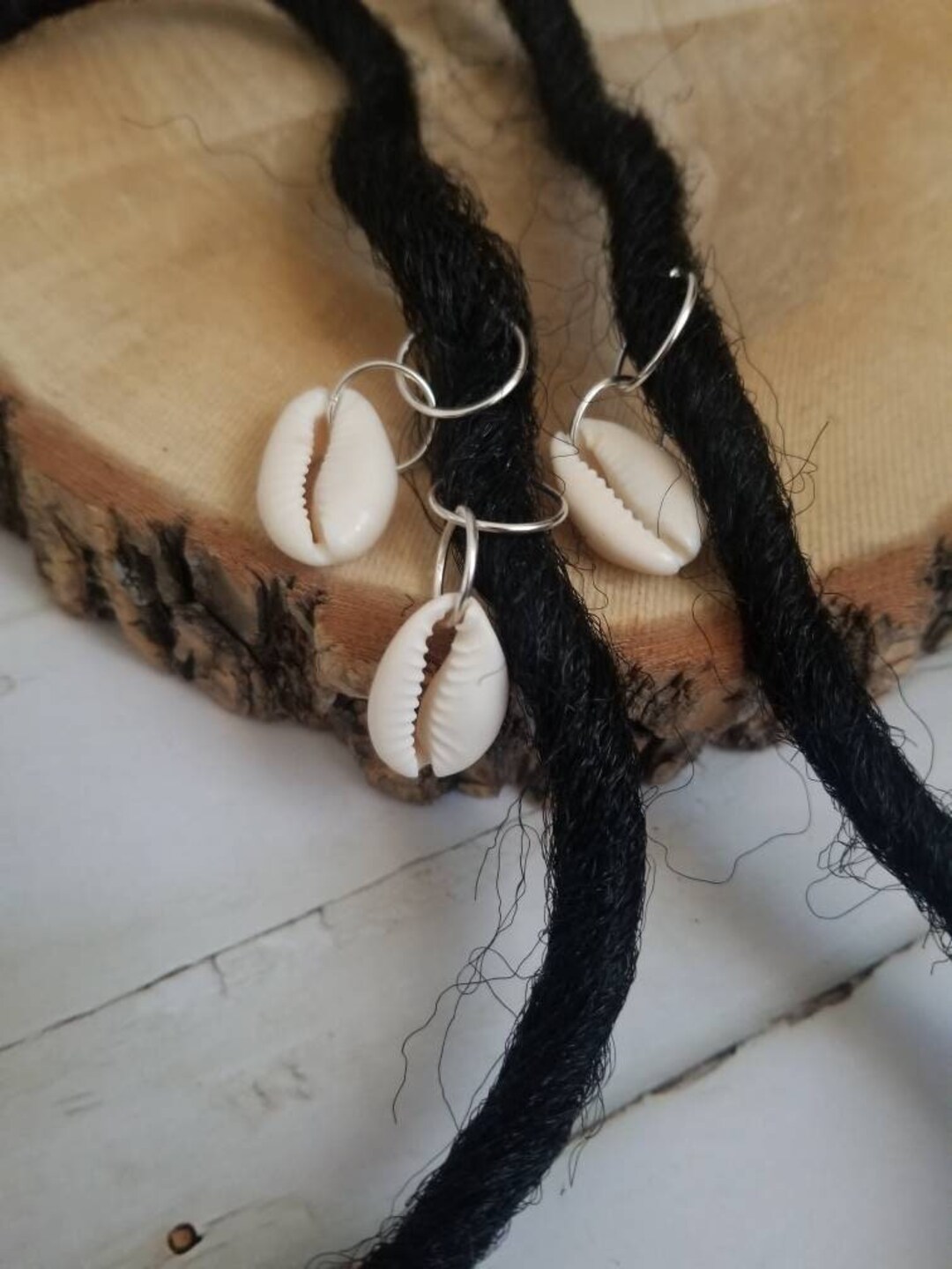 3 Cowrie Shells on Ring/ Gold or Silver/ Loc Jewelry/ Braid Jewelry ...