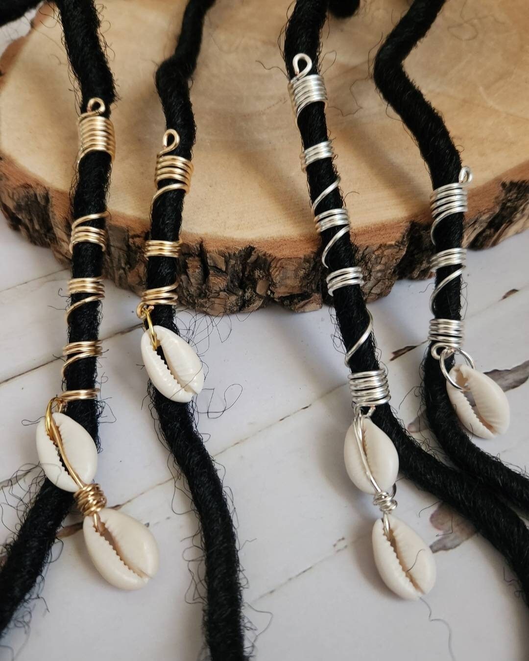 Set of 2 Handmade Cowrie Shell Loc/ Dreadlock/ Braid/ Twist/ Spirals ...