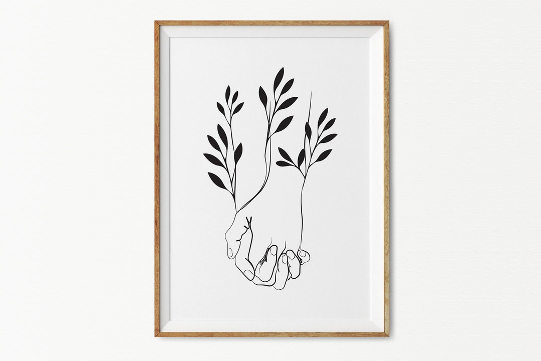 Holding Hands Line Drawing Wall Art - Etsy