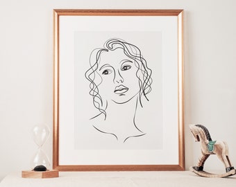 Abstract Line Art Line Art Woman Hand Print Female Poster - Etsy