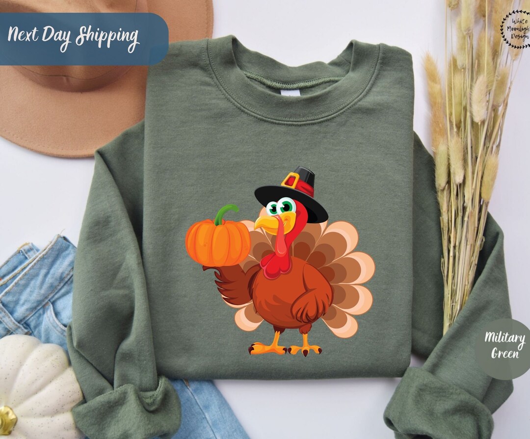 Turkey Sweatshirt, Thanksgiving Sweatshirt, Cute Turkey Shirt, Vintage ...