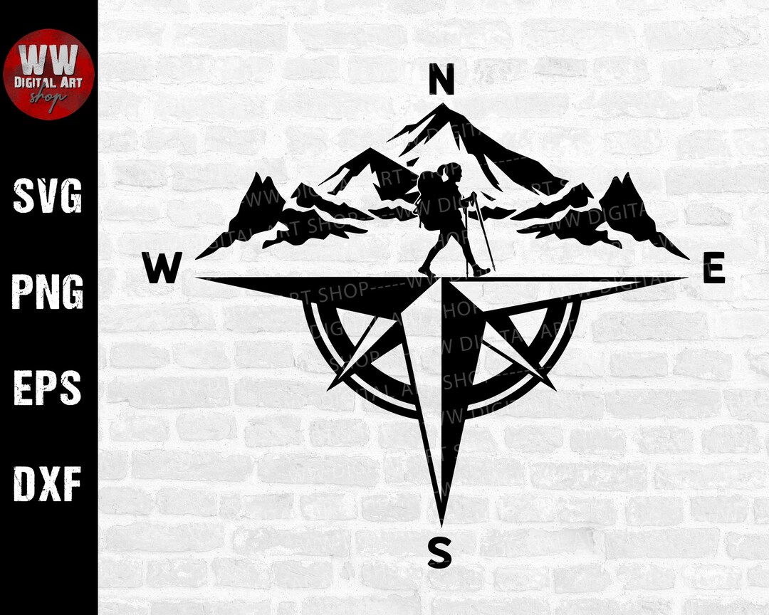 Female Backpacker Compass SVG File, Female Hiker Badge Svg, Running ...