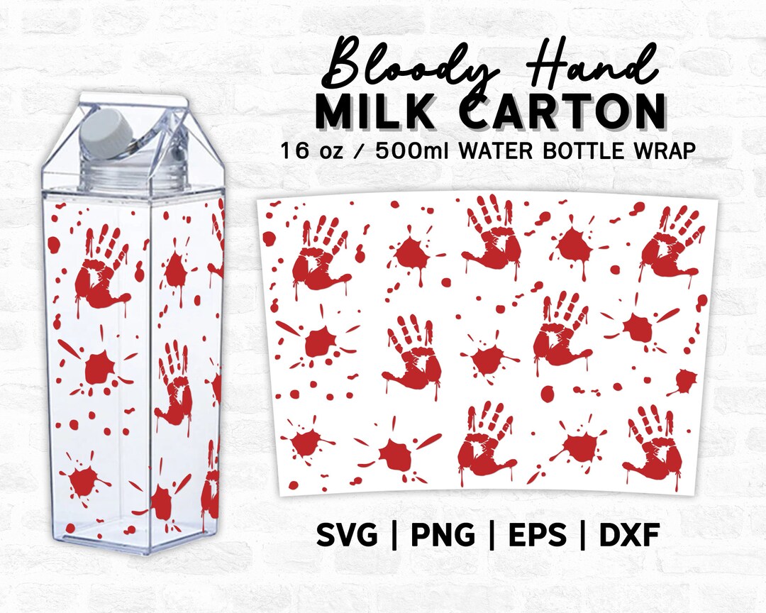 Bloody Hand Milk Carton Bottle Wrap Svg 500 ml/16 oz Dripping - Etsy España