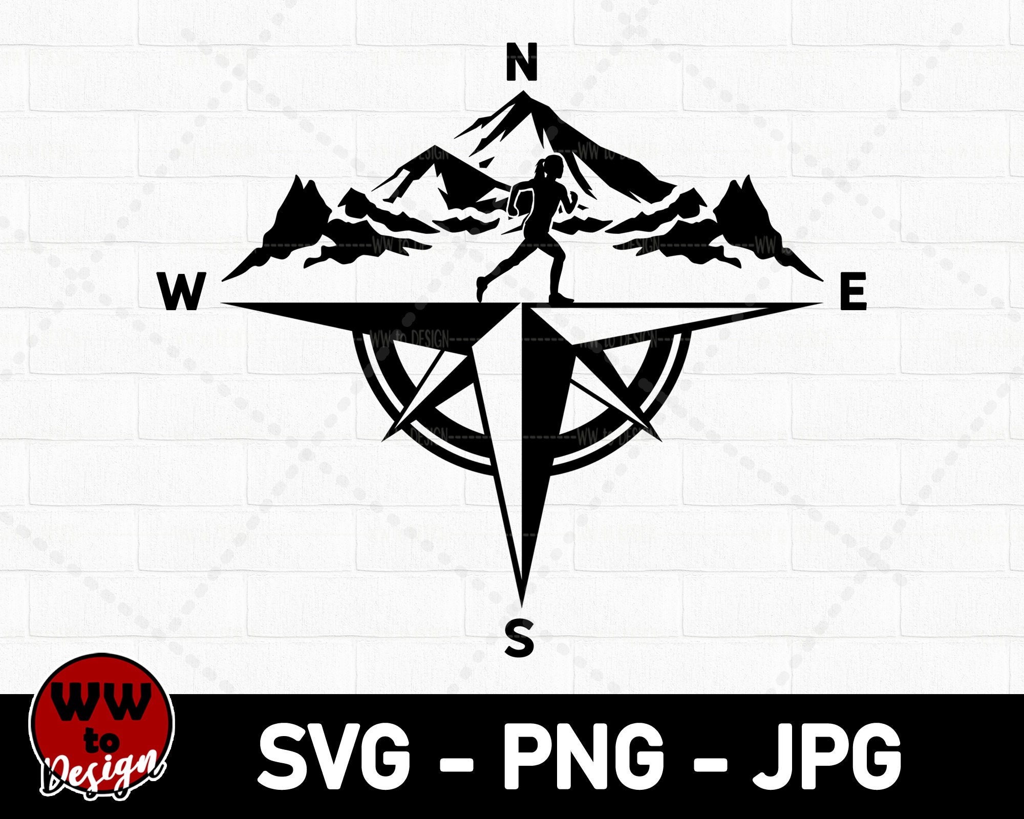 Runner Compass SVG File Runner Adventure Badge Svg Running - Etsy UK