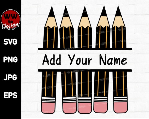 Pencil Name Frame SVG Teacher Pencil Svg Pencil Monogram - Etsy