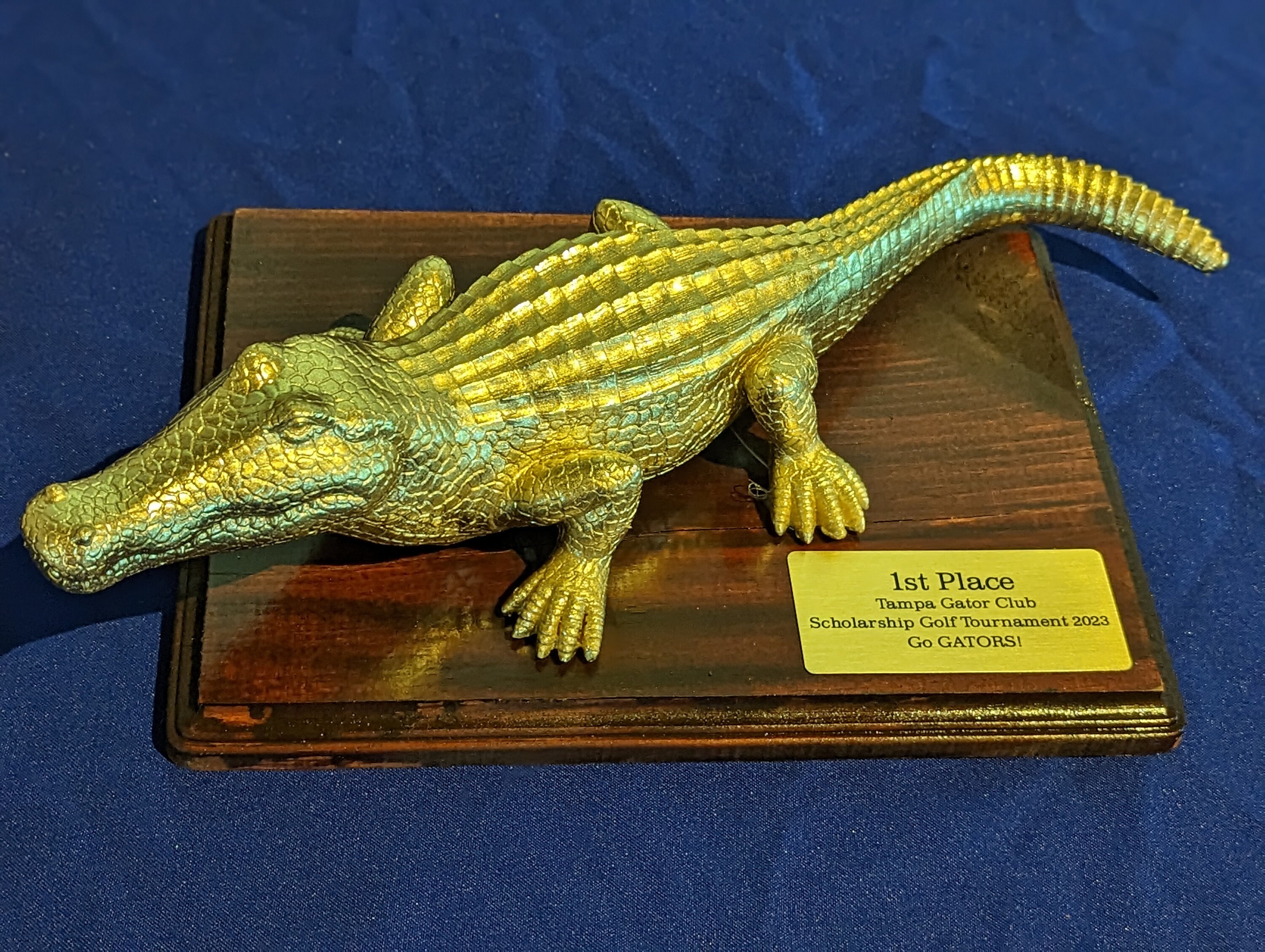 Gold Gator Trophy Gator Home Decor Mounted on Wood Base Personalized ...