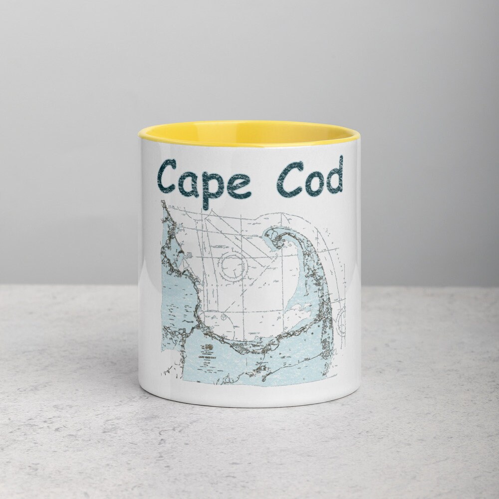 Cape Cod Nautical Chart Mug With Color Inside. - Etsy