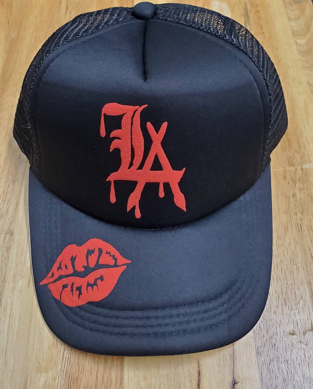 Red Lips Kiss Hat LA Trucker Hat LA Love Hat - Etsy