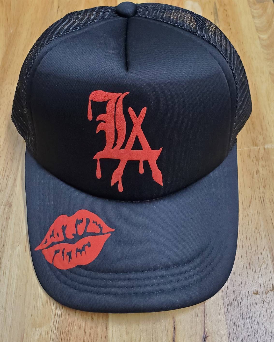 Red Lips Kiss Hat LA Trucker Hat LA Love Hat - Etsy
