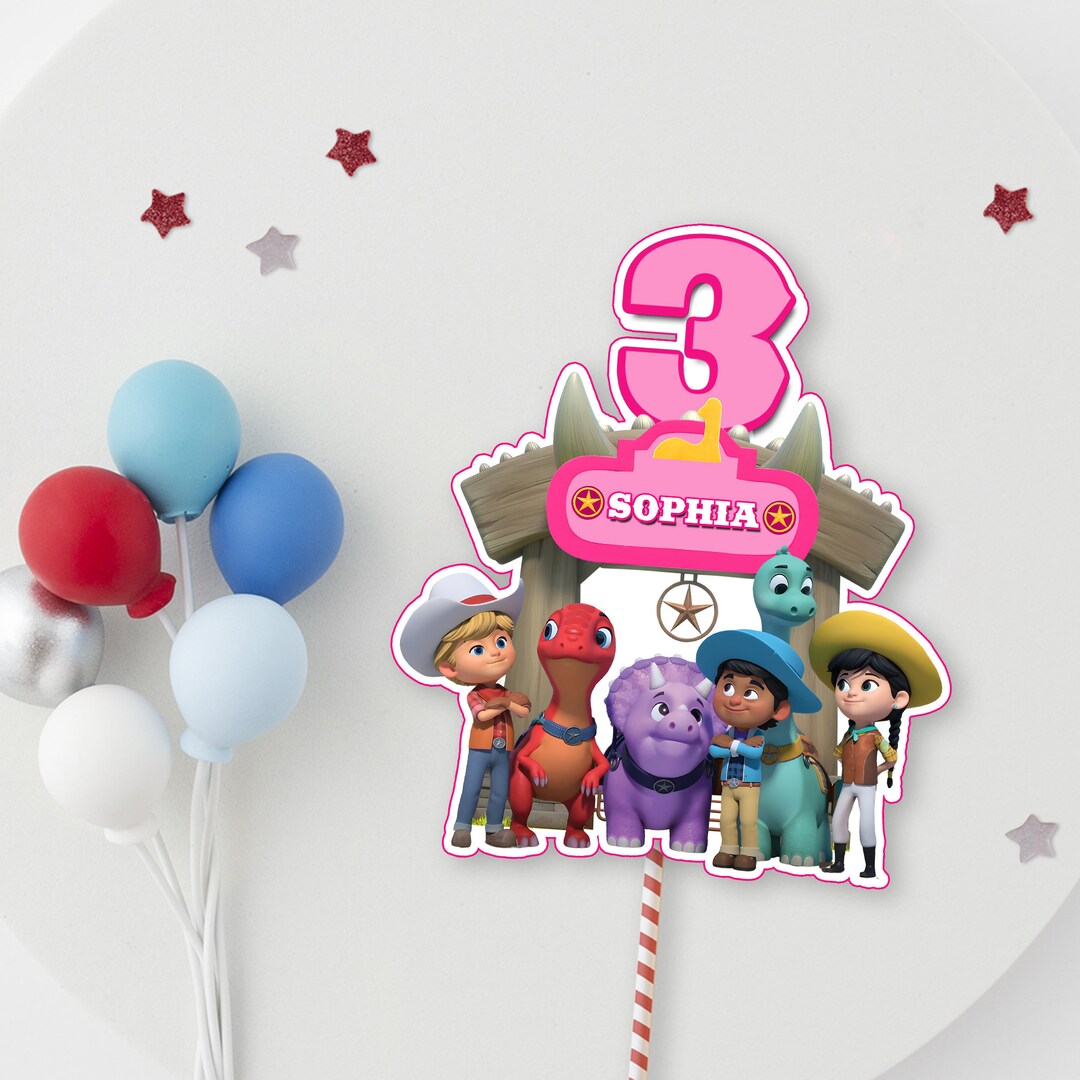 Printable Dino Ranch Pink Personalized Kid Name Cake Topper Birthday ...