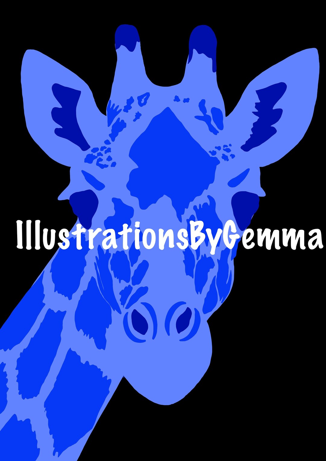 Blue Giraffe Digital Print - Etsy