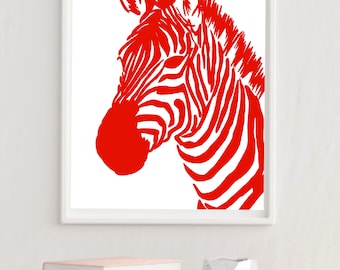 Red and White Zebra | Etsy