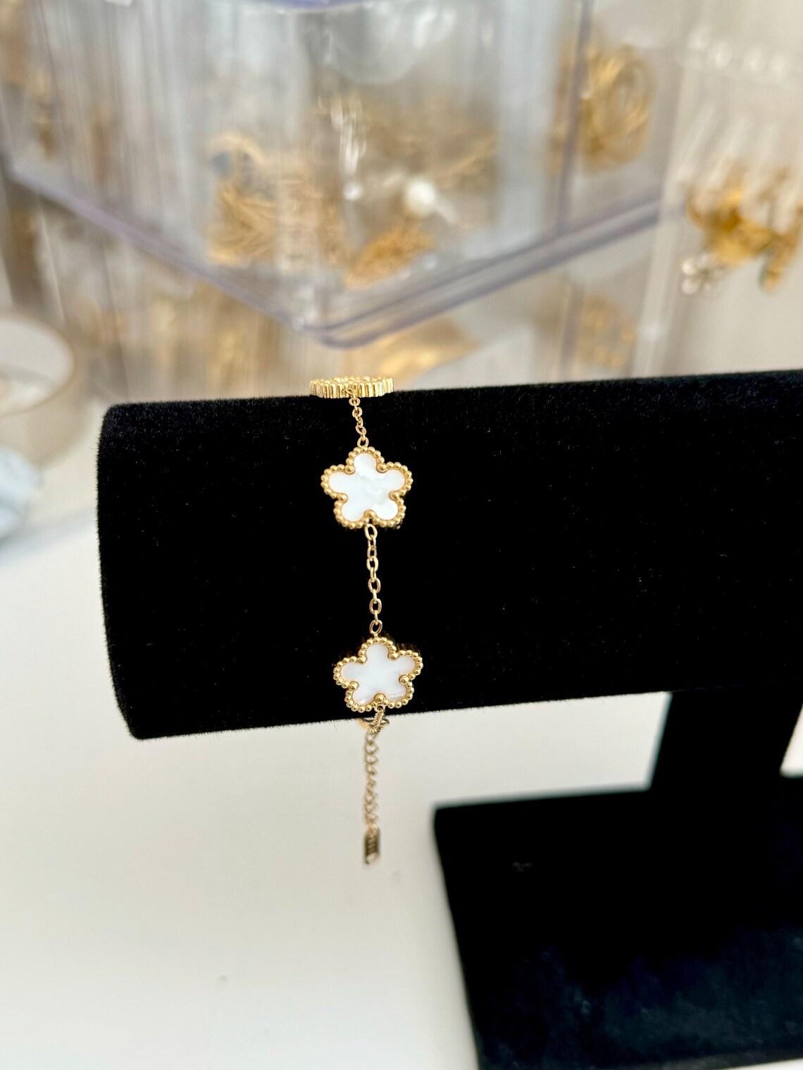 Clover Flower Charm Bracelet,black/white,everyday/party/wedding ...