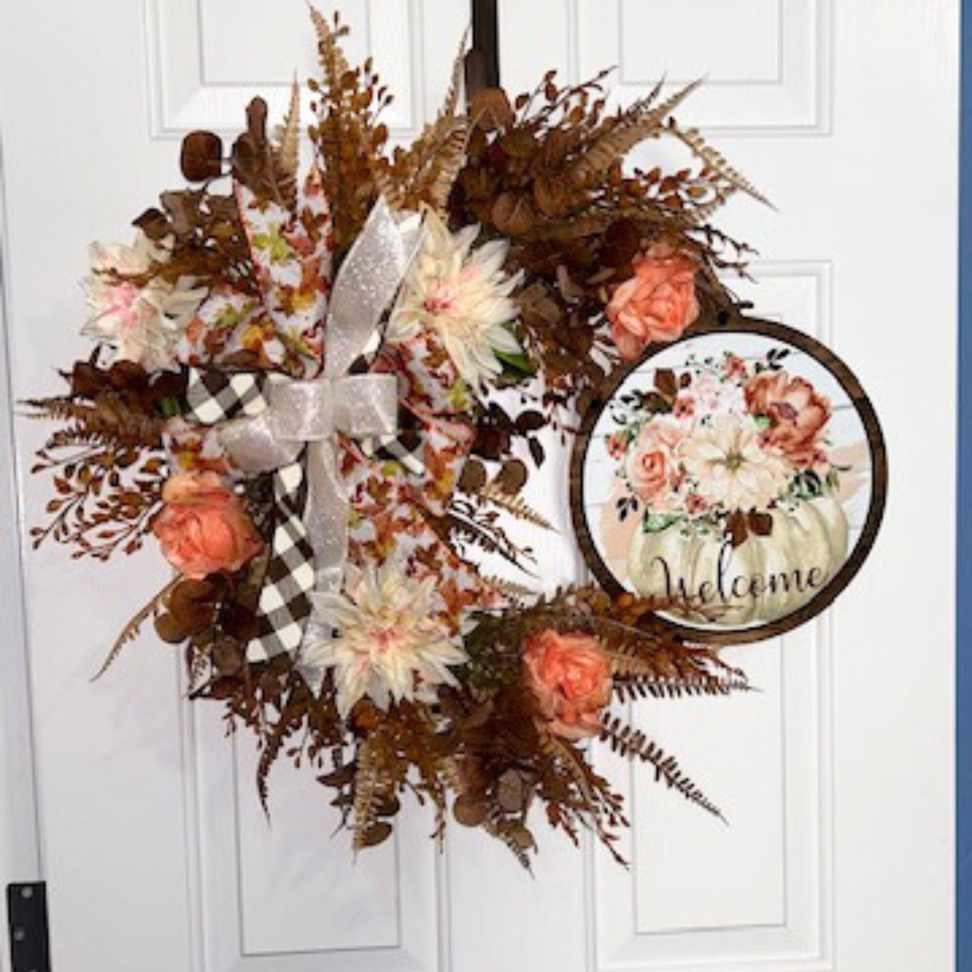Fall Welcome Wreath Fall Wreath With Flowers Fall Grapevine - Etsy