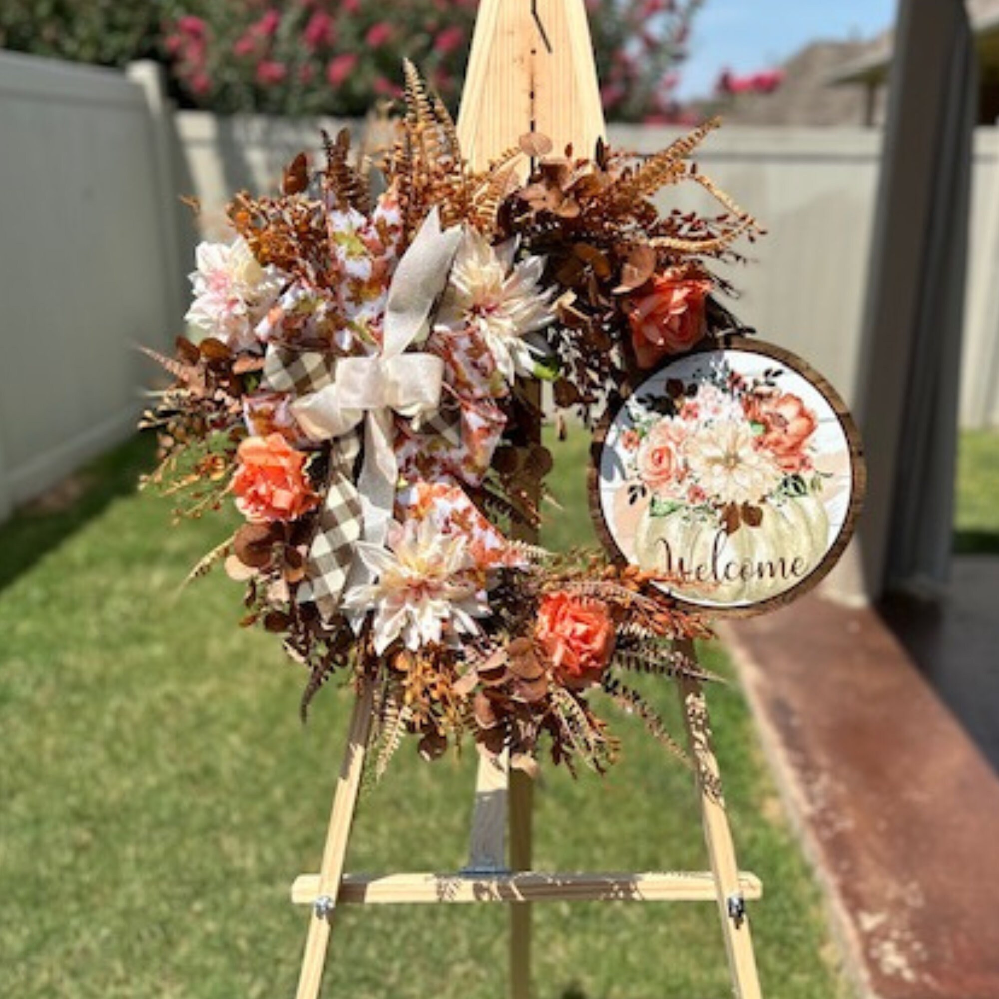 Fall Welcome Wreath Fall Wreath With Flowers Fall Grapevine - Etsy