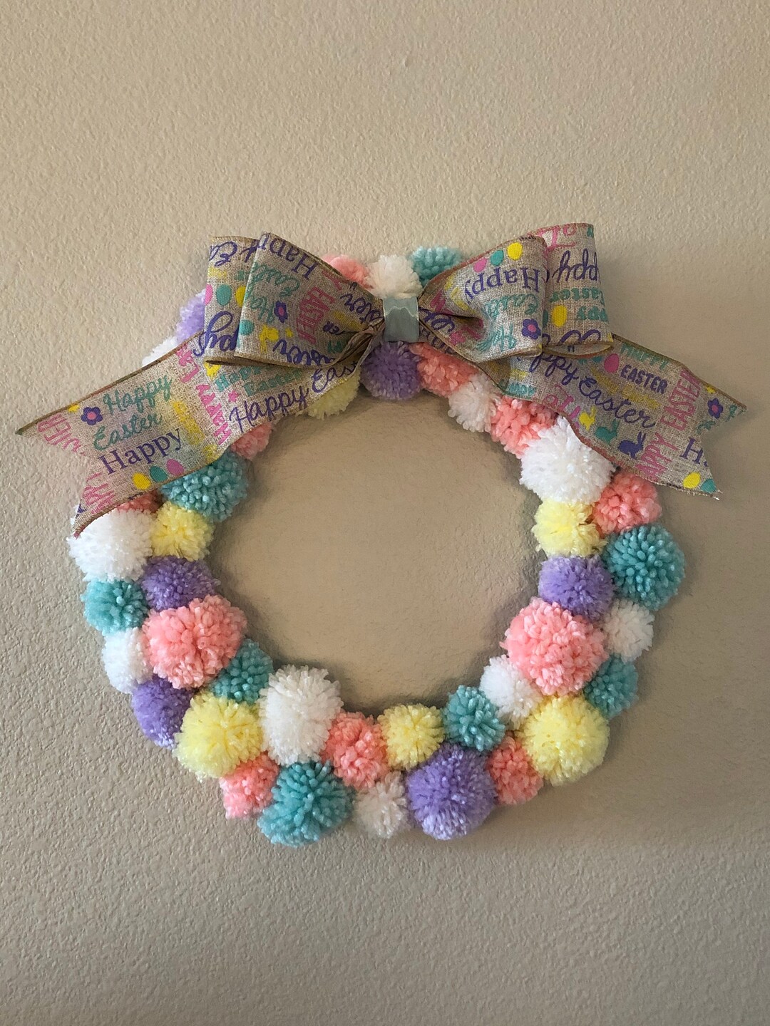 Easter Pom Pom Wreath - Etsy