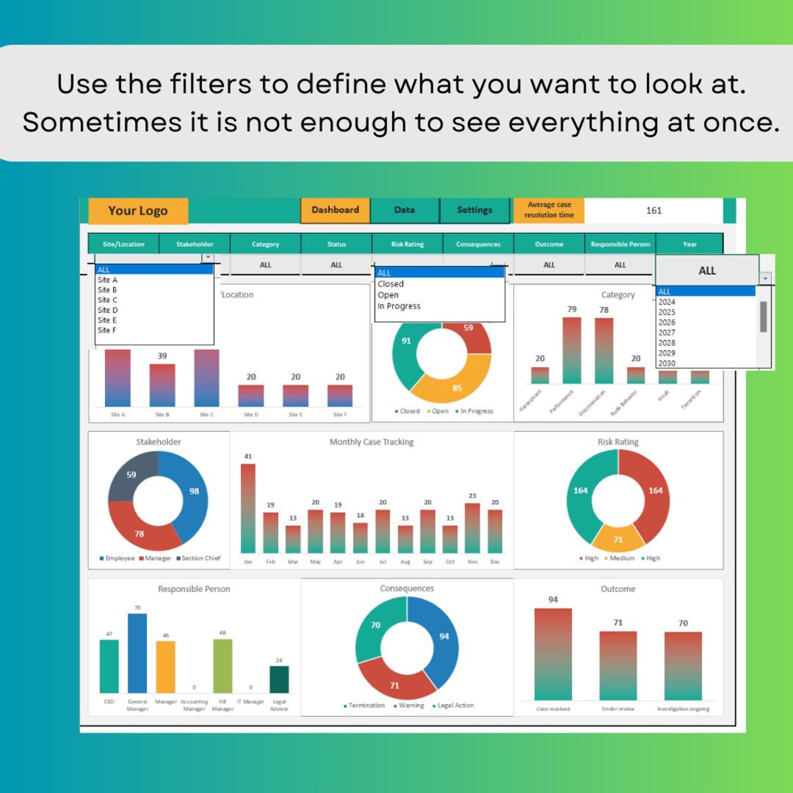 HR Case Tracking Excel Template | Employee Incident Log | HR Complaint ...