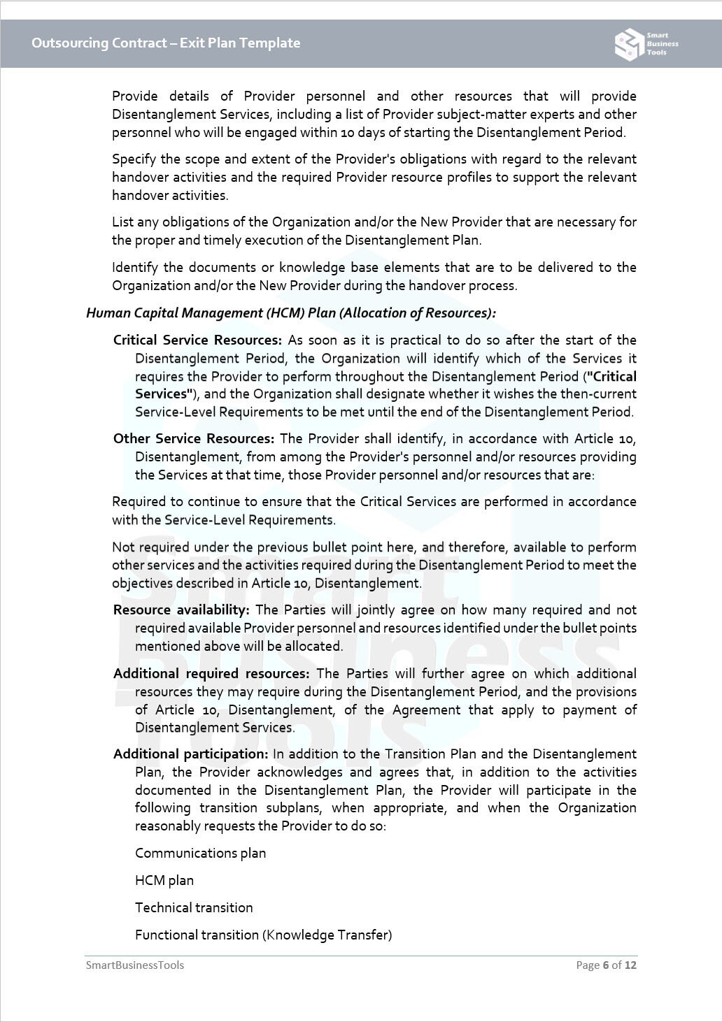 Outsourcing Contract Exit Plan Template - Etsy