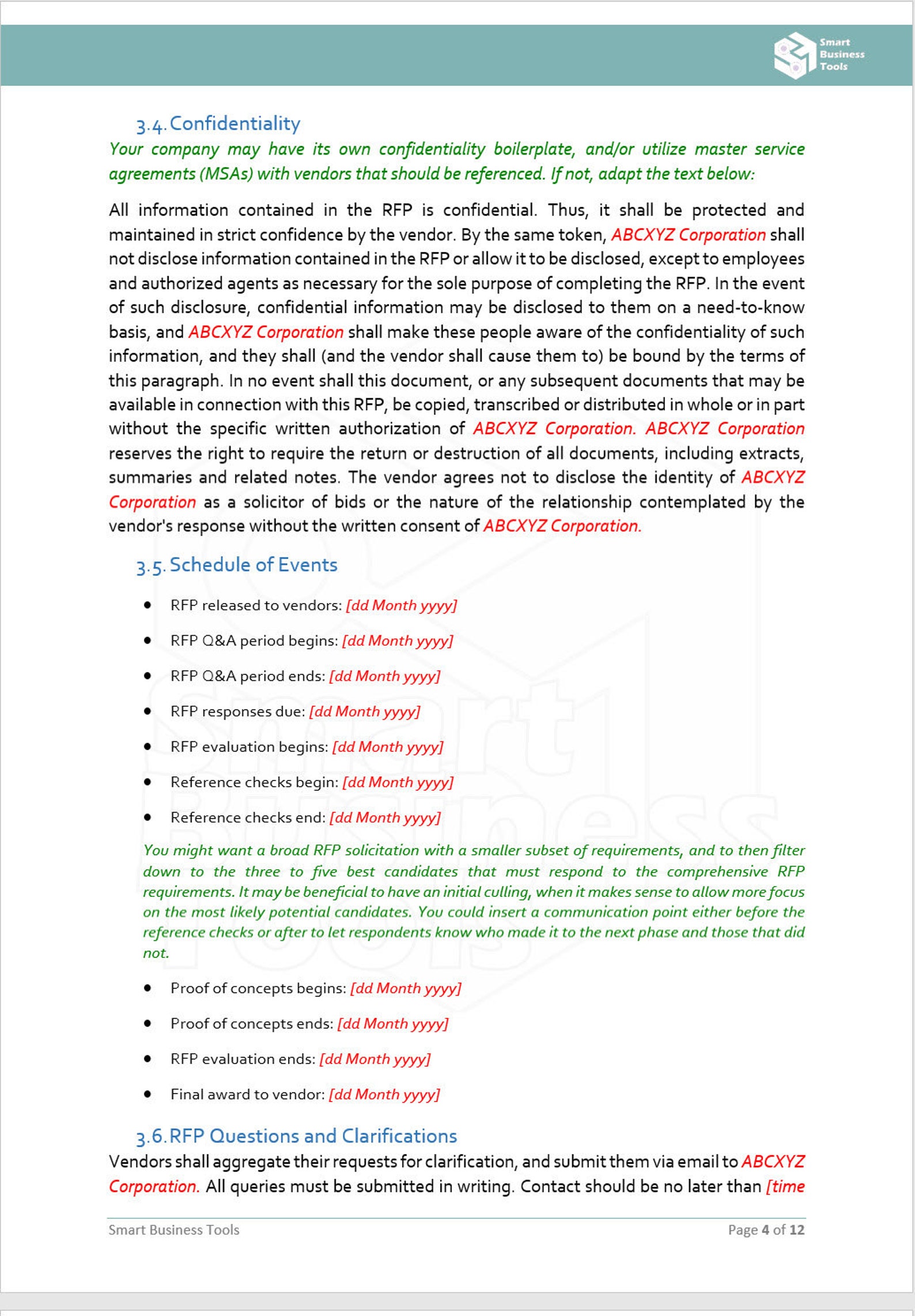 IT Service Desk Request for Proposel Template - Etsy