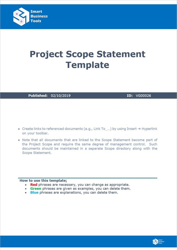 Project Scope Statement Template | Etsy