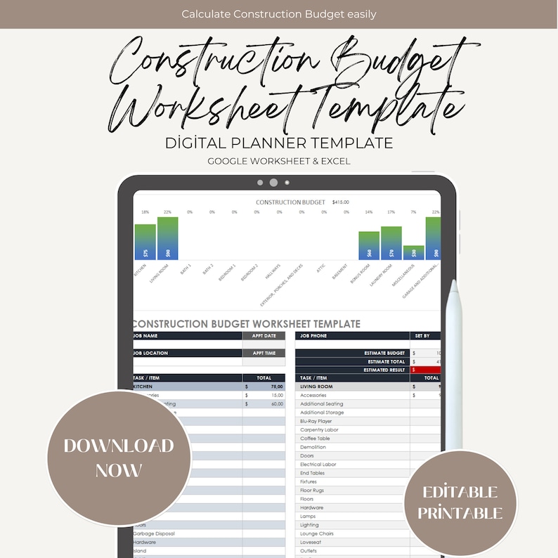 Sample Construction Budget Worksheet Template, Construction Budget ...