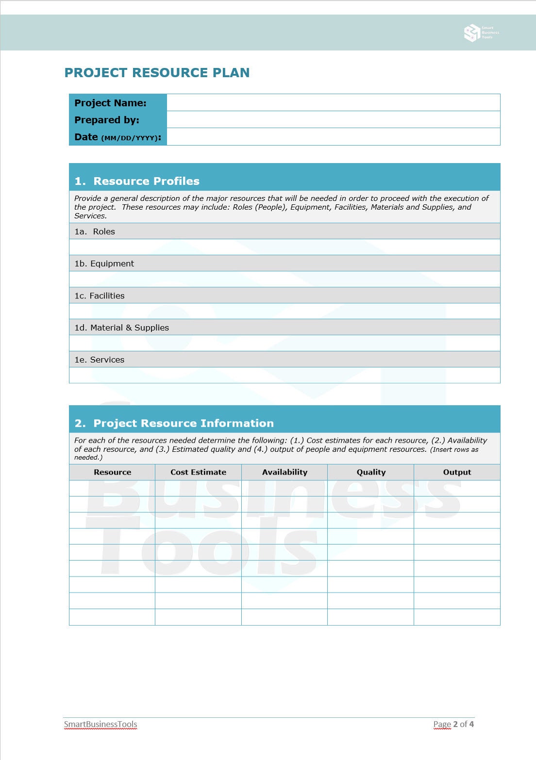 Project Resource Plan Template - Etsy