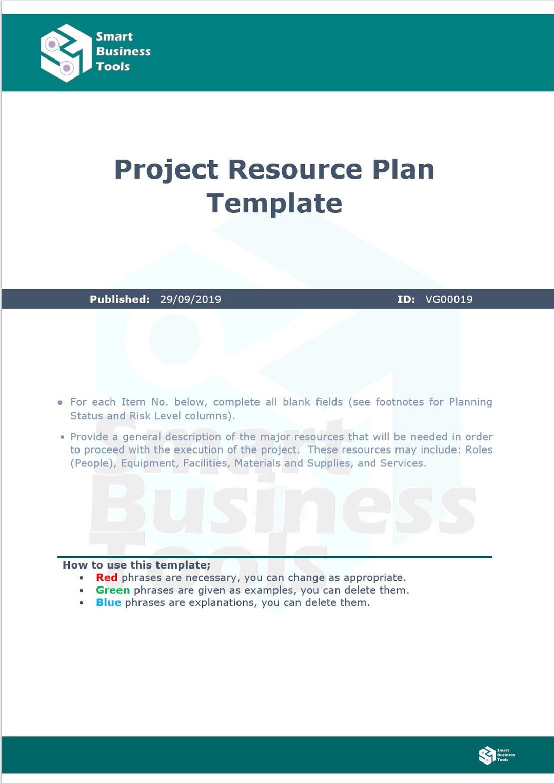 Project Resource Plan Template - Etsy