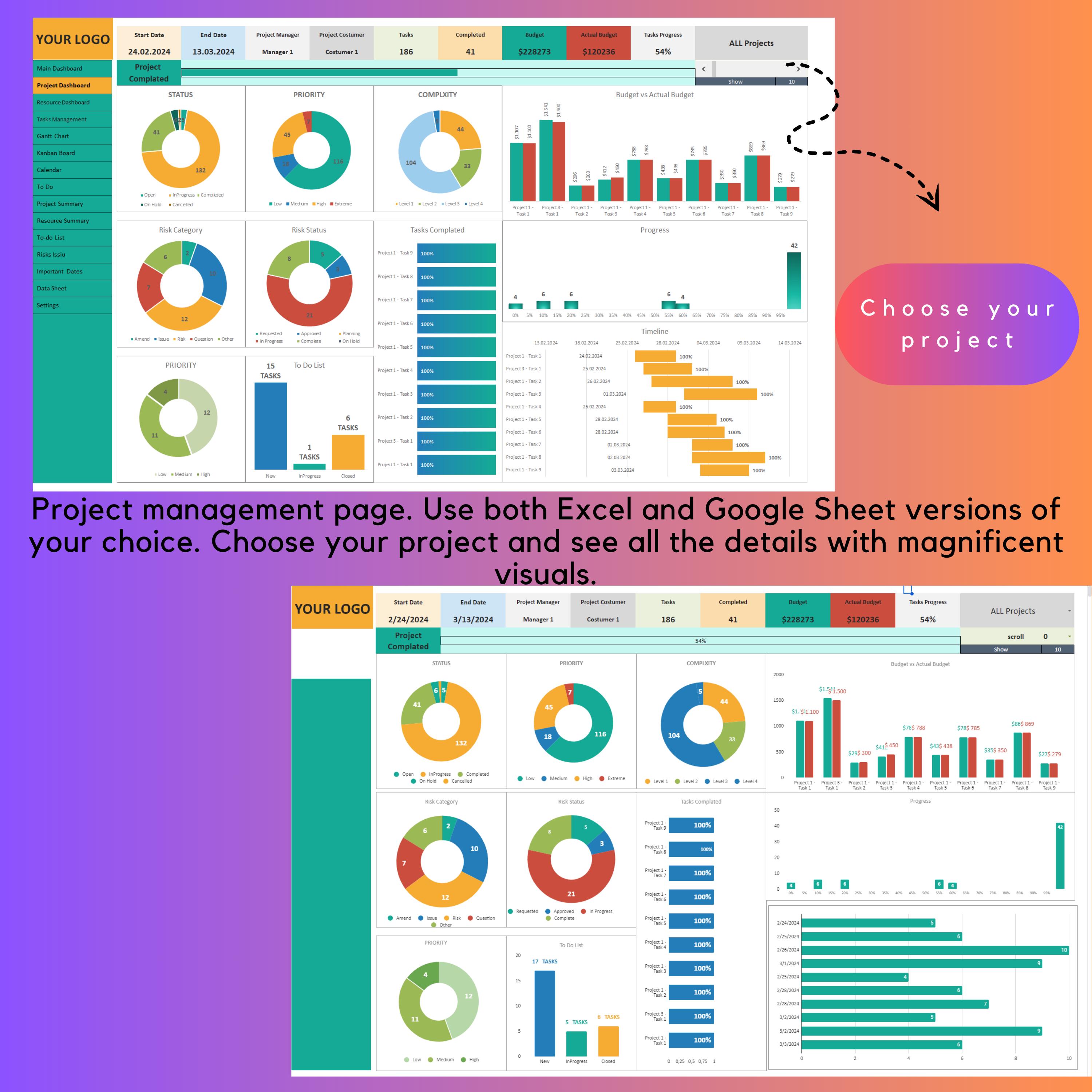 Ultimate Project Management Template: Gantt Chart, Task Tracker, Budget ...